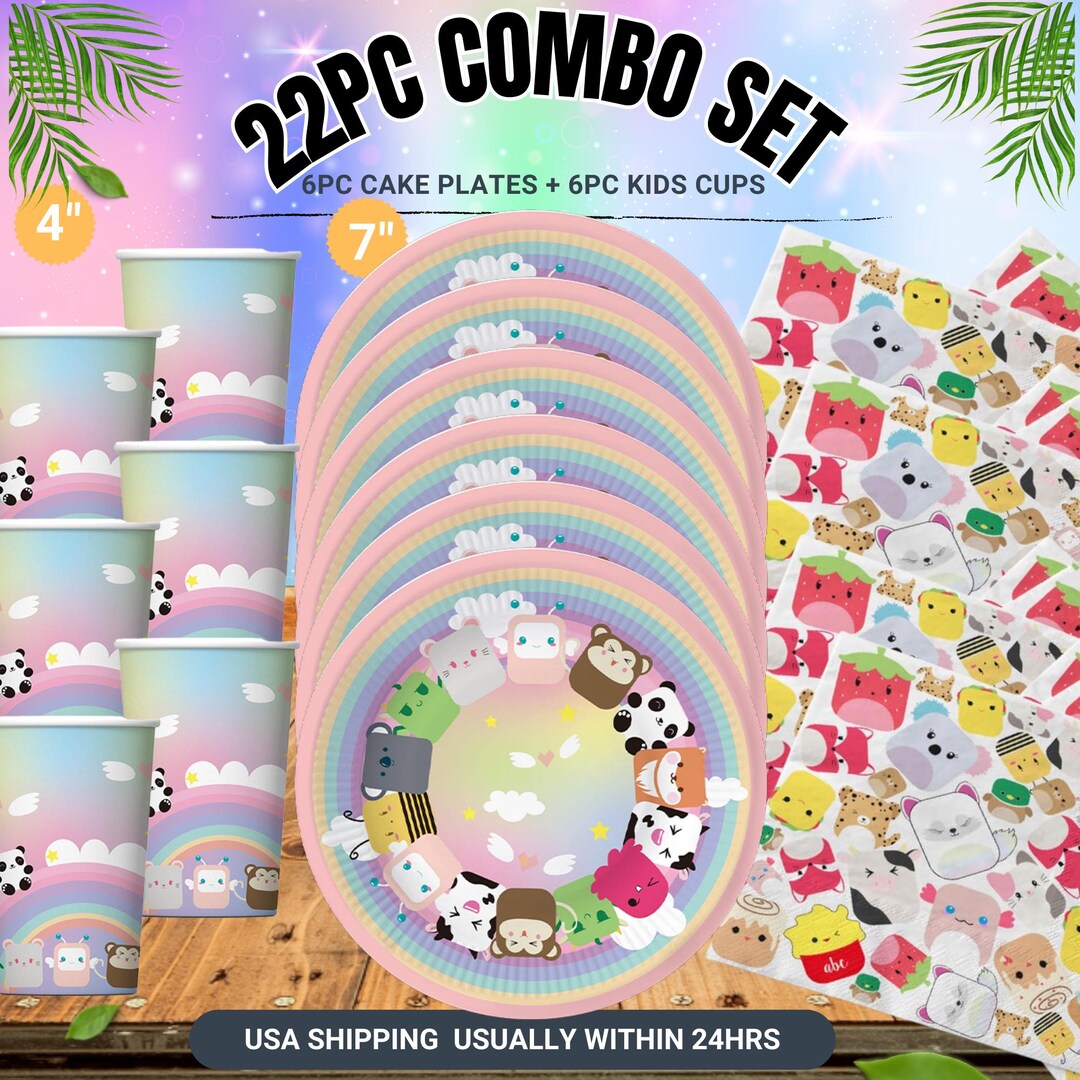 Squishy Plushies Honeycomb Table & Hanging Swirls for Theme Party ...