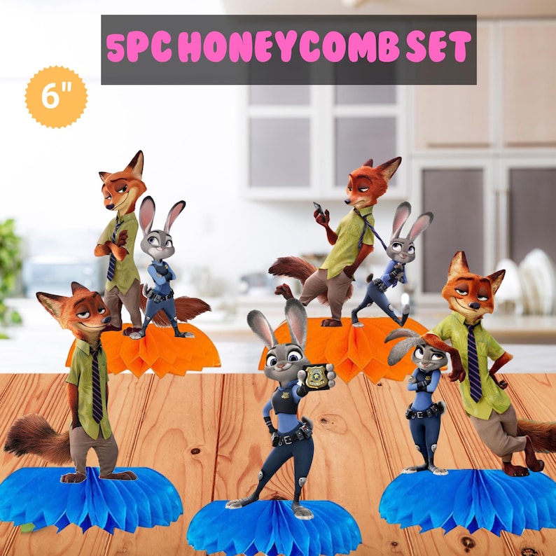 Zootopia Tableware Honeycomb Table Hanging Swirls Theme Party ...