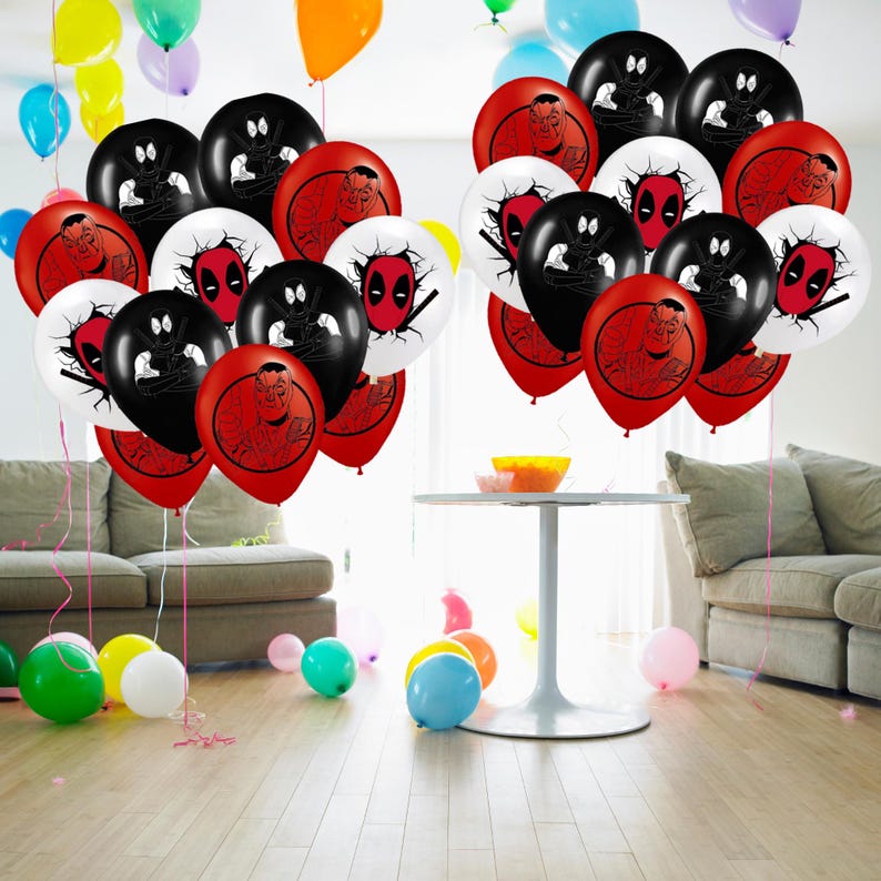 Deadpool Bouquet Latex Foil Balloons for Theme Party Decoration ...