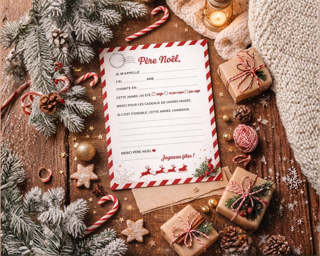 French Letter to Santa Printable | Père Noël Kids Christmas Wish List ...