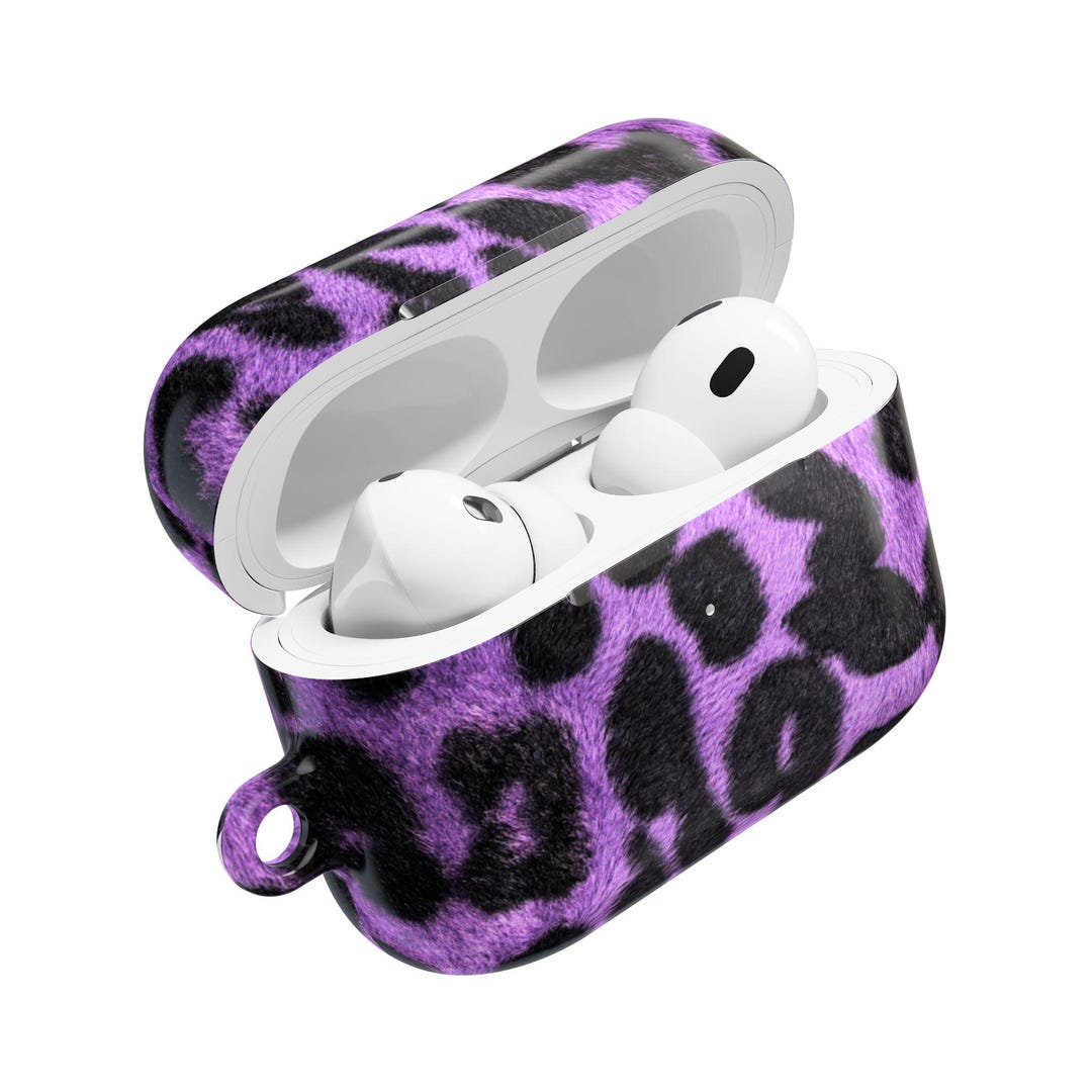 Purple Leopard AirPod Case, Y2K Protective Hard Cover With Clip - Etsy