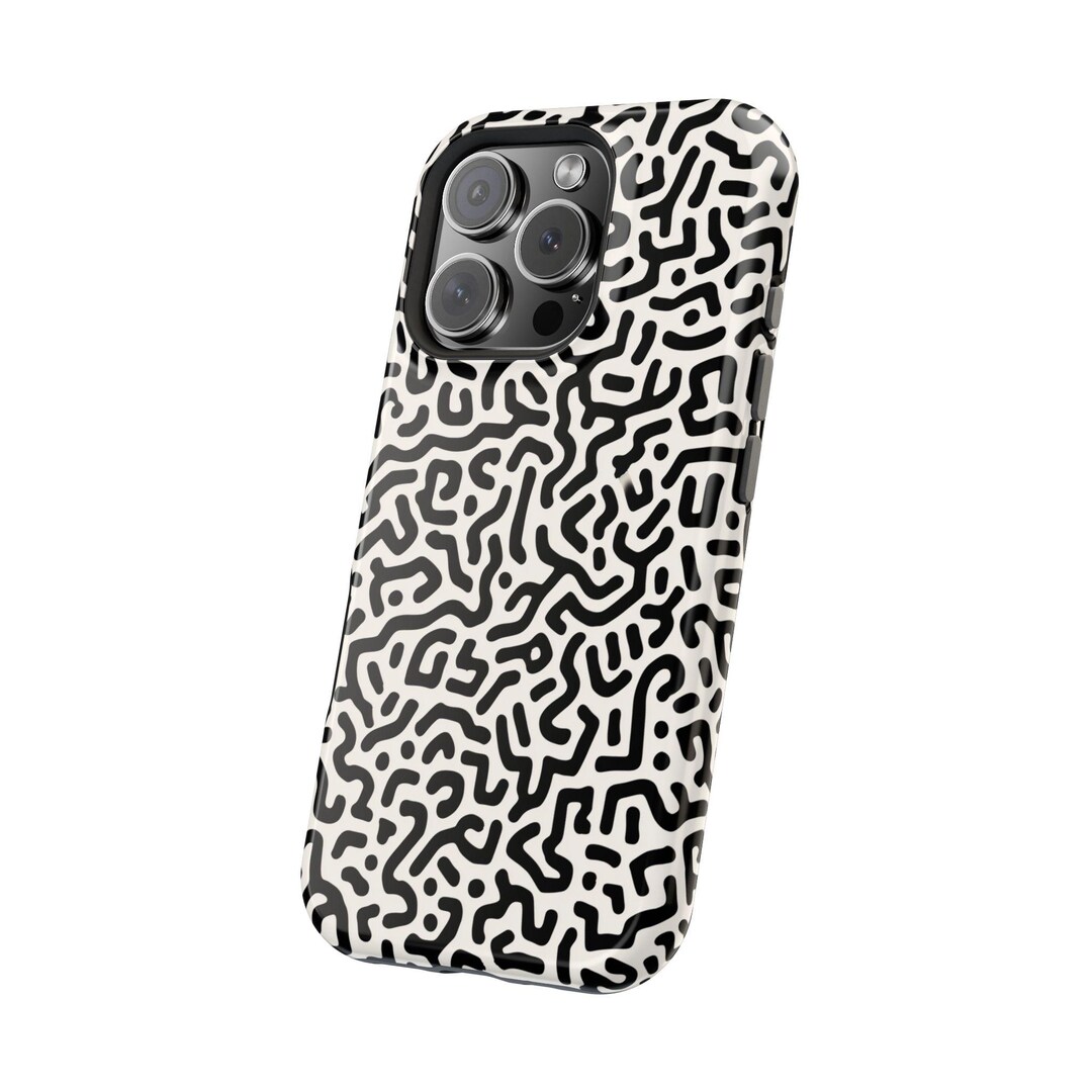 Abstract Black Squiggles Magnetic Phone Case: Protective Trendy Cover ...