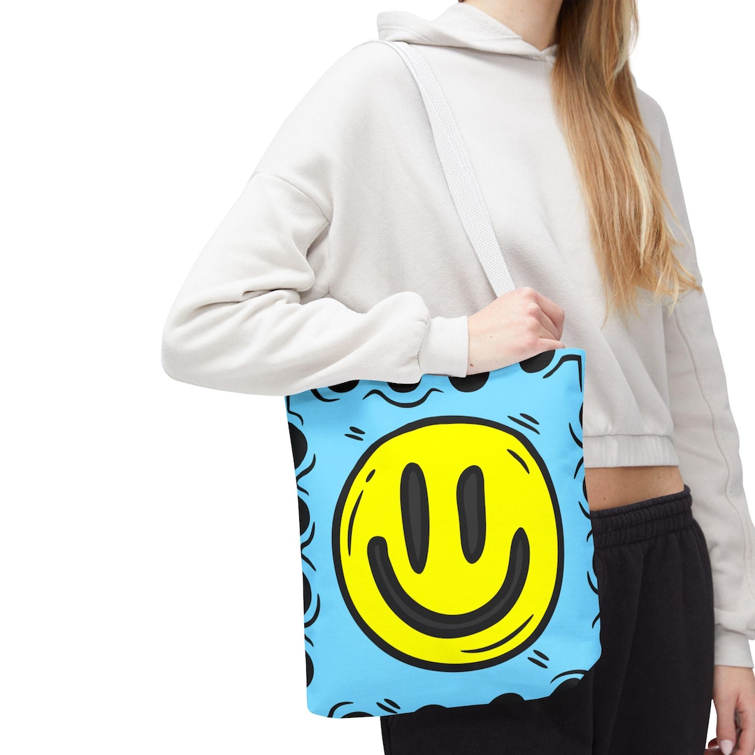 Acid Smiley Face Tote Bag: Y2K Groovy Reusable Shopper - Etsy
