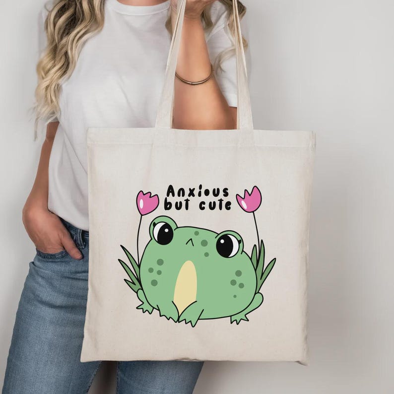 Anxious but Cute Frog DTF Transfer Ready to Press Sarcastic Humor for ...