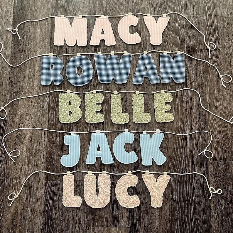 Fabric Name Banner - Classic Style - 4 Inch - Nursery Decor, Birthday ...