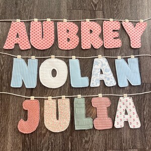 Custom Fabric Name Banner - Classic Style - Nursery Decor, Birthday ...