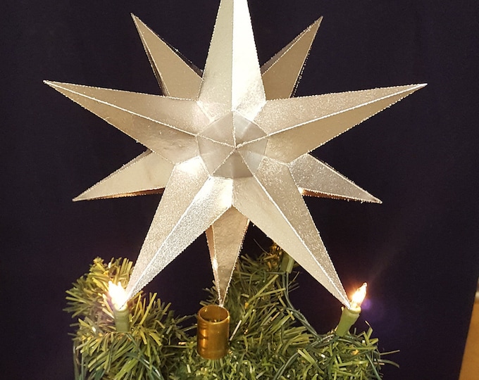 10" Flat Silver Handmade Christmas Tree Topper, 12 Point, 3D Star - Etsy