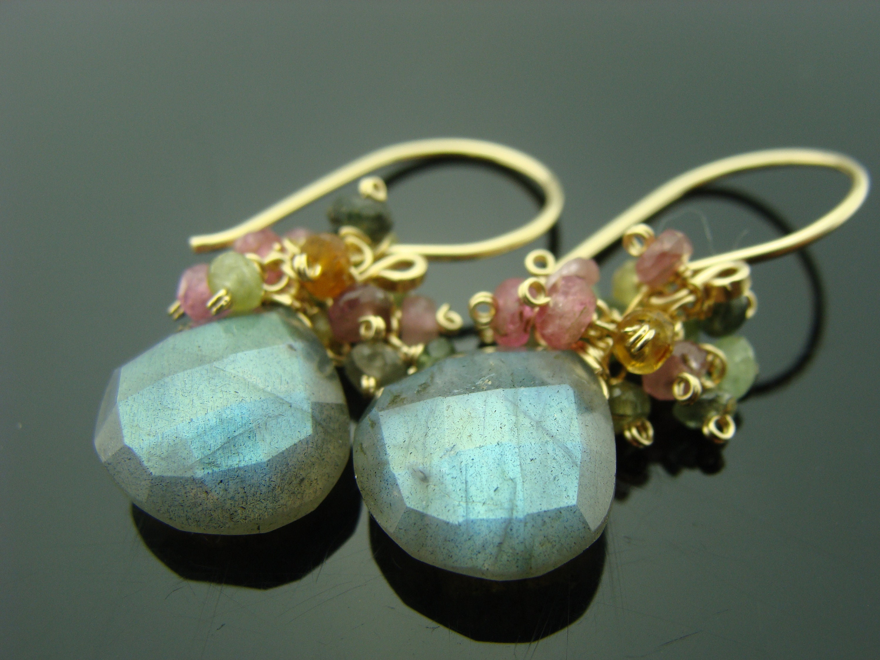 Flash Labradorite and Watermelon Tourmaline 14K Gold Filled or - Etsy