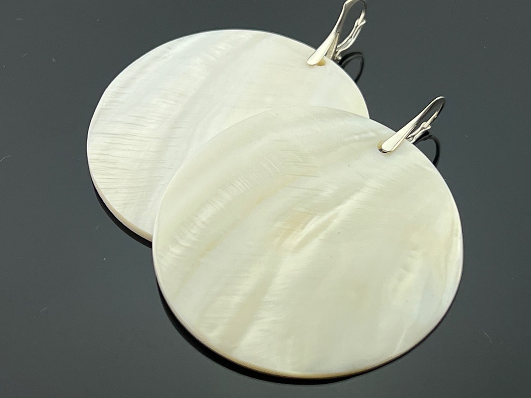 Extra Large Shell Pearls · 925 Sterling Silver · Beach Earrings ...