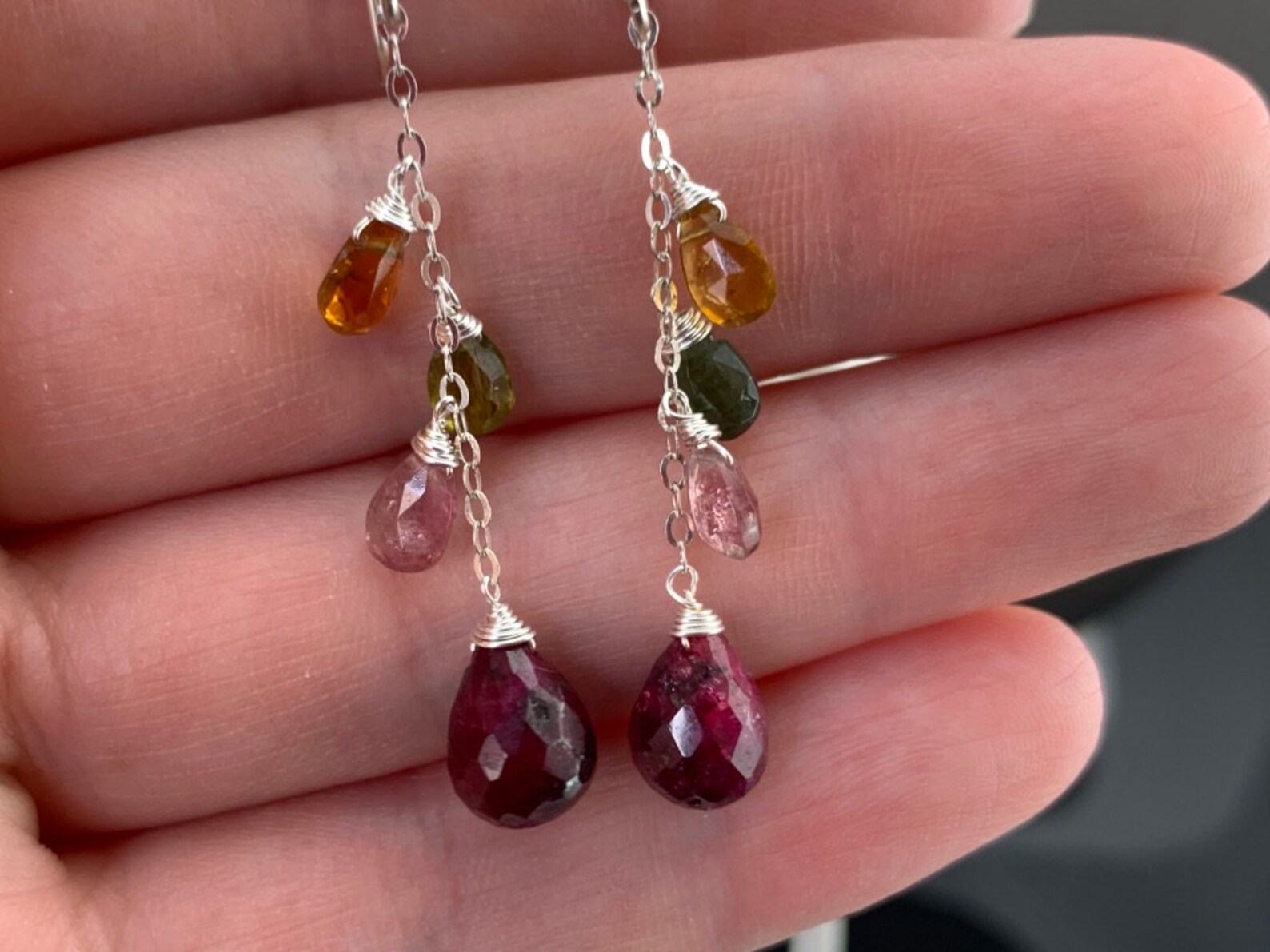 Ruby and Watermelon Tourmaline 925 Sterling Silver Gemstone | Etsy