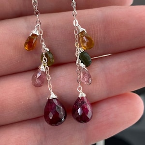 Ruby and Watermelon Tourmaline 925 Sterling Silver Gemstone Necklace ...