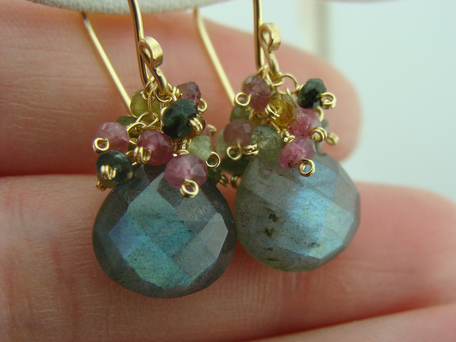 Flash Labradorite and Watermelon Tourmaline 14K Gold Filled or | Etsy