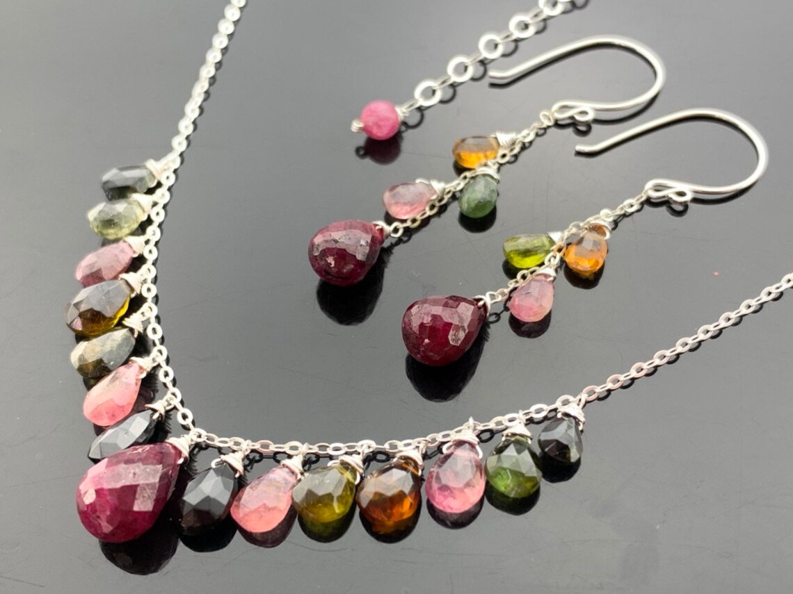 Ruby and Watermelon Tourmaline 925 Sterling Silver Gemstone - Etsy