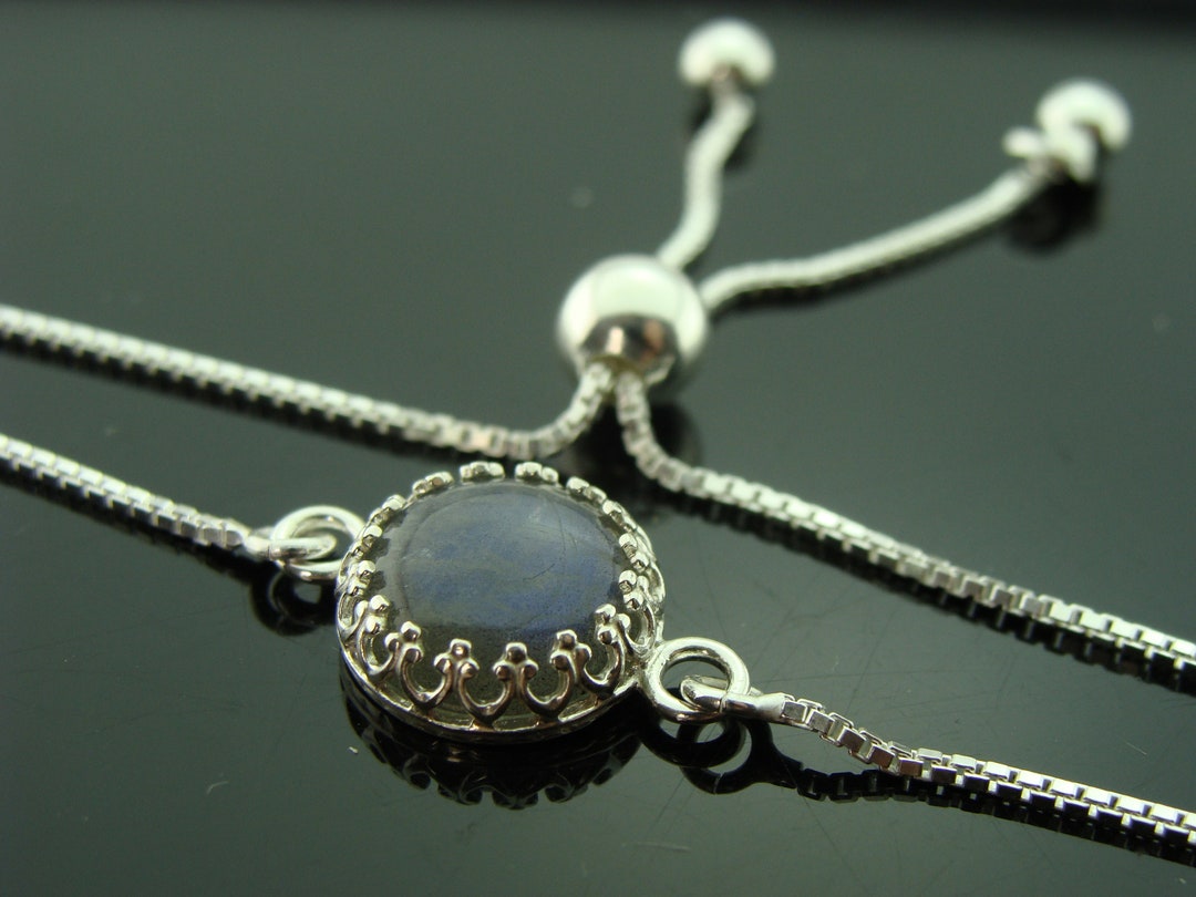 Blue Flash Labradorite 925 Plata de Ley Ajustable Estilo Bolo Pulsera ...