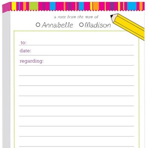 Bright Stripes Excuse Pad | Notes to Teacher | School Notepad ...