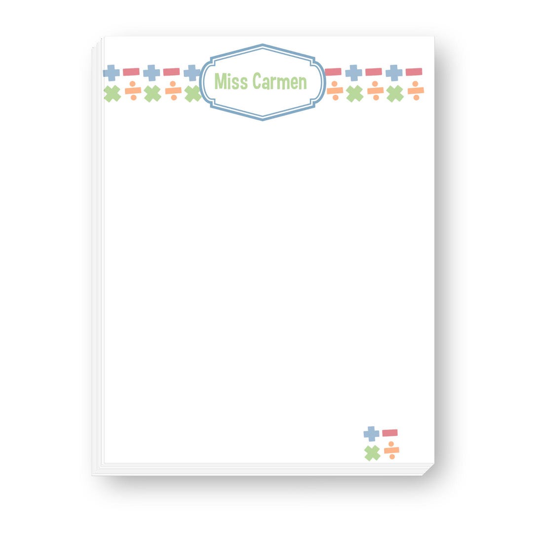Personalized Math Teacher Notepad | Custom Stationery Gift - Etsy