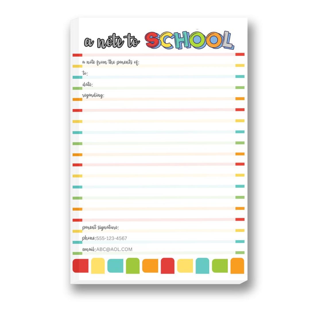 Personalized School Excuse Notepad | Notes to Teacher - Etsy