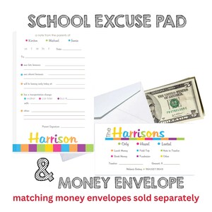 Bright Border Excuse Pad | Notes to Teacher | School Notepad ...