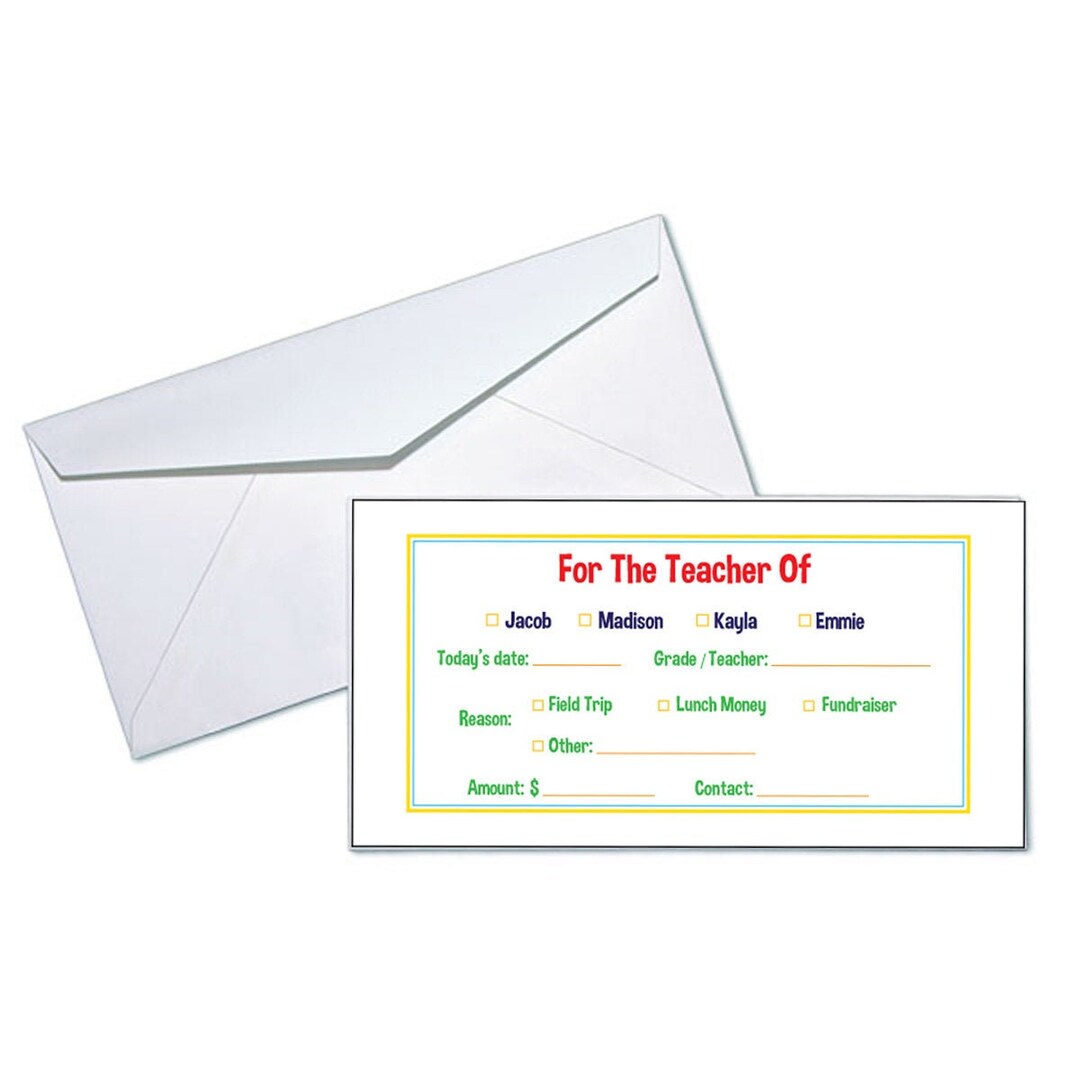 Circus Scallops Money Envelopes Personalized School Envelopes Money ...