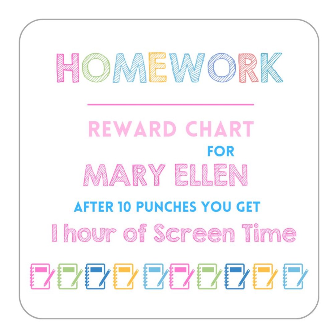 Personalized Kids Reward Cards | Pink Punch Card Incentive System - Etsy