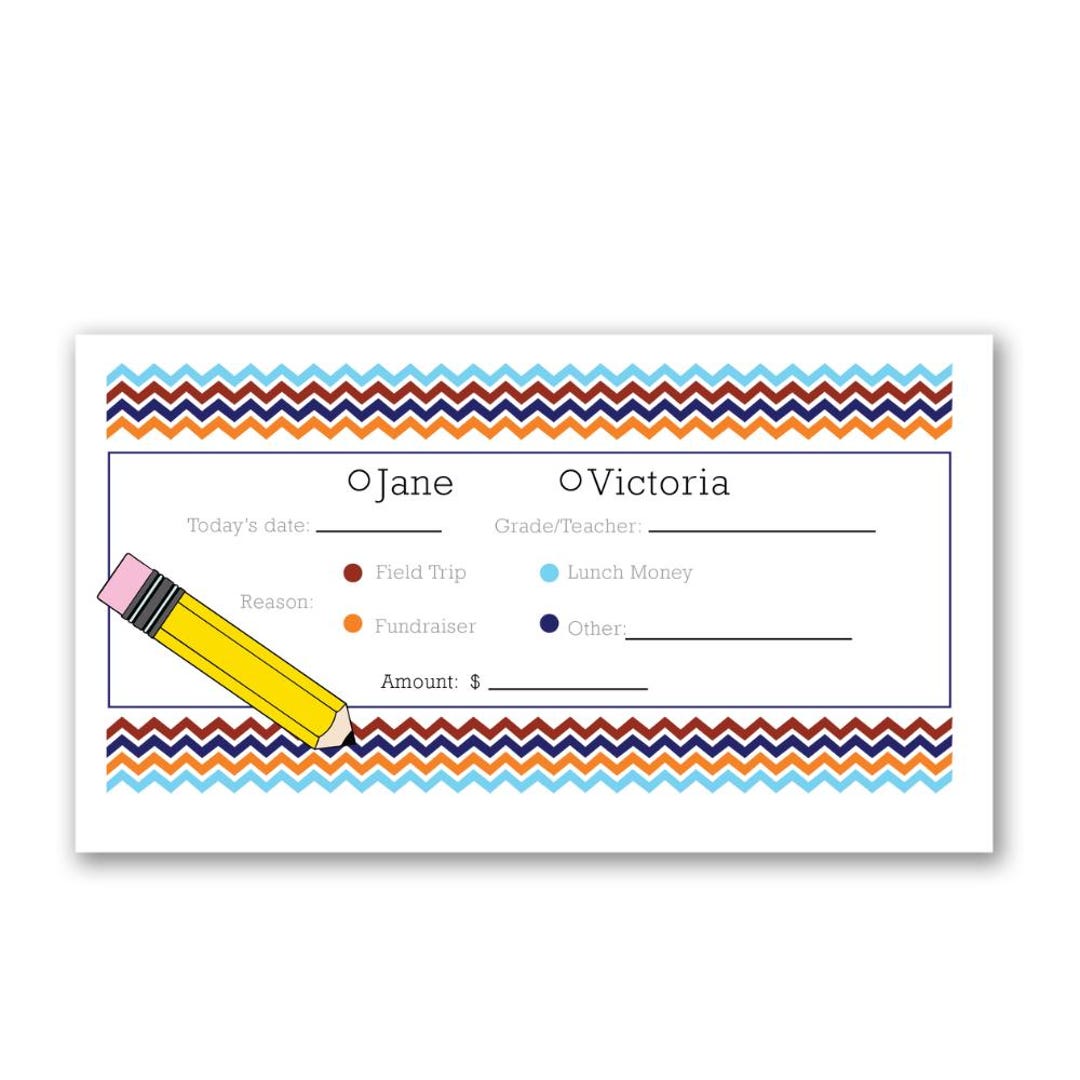 Personalized Chevron Money Envelopes | School Lunch, Field Trip - Etsy