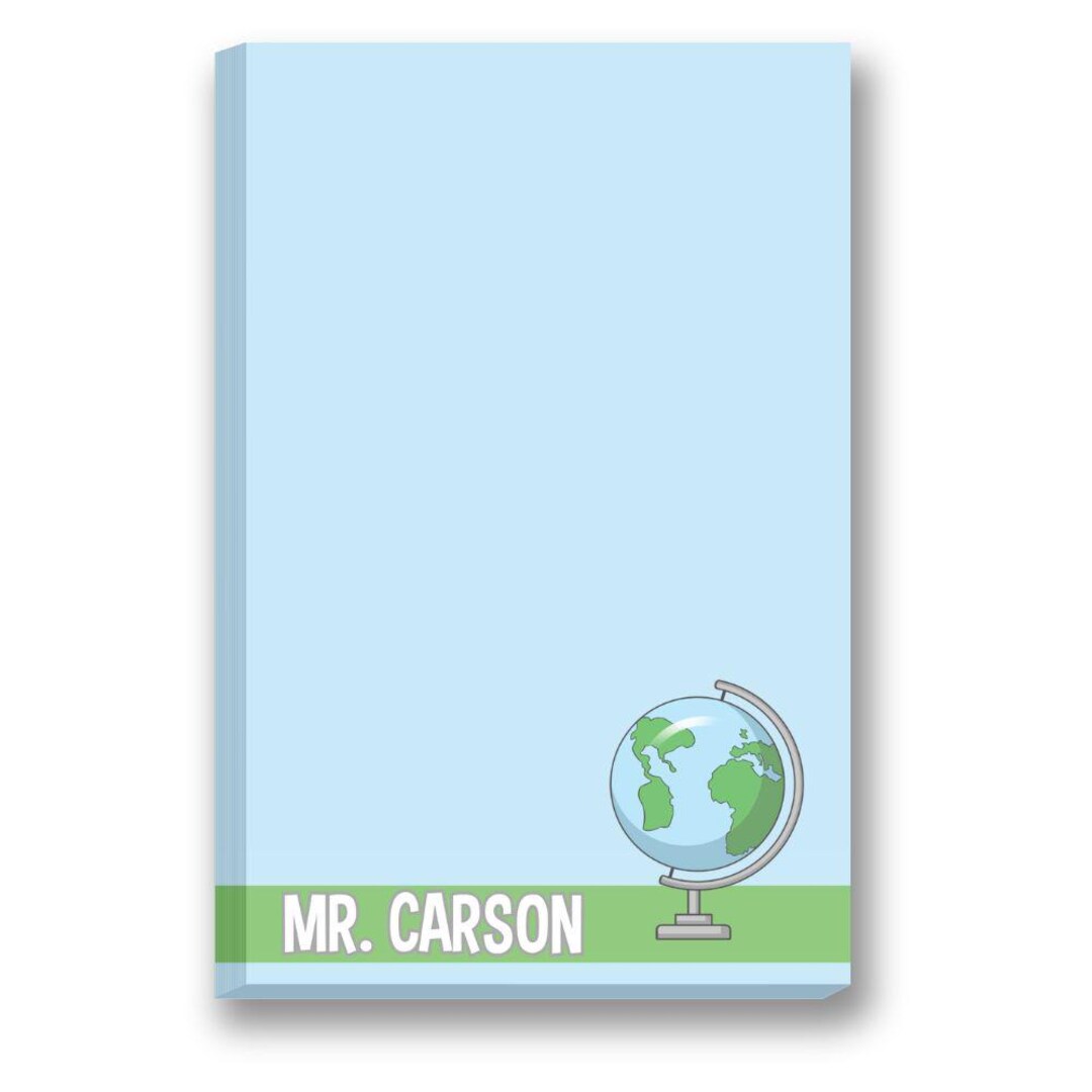 Personalized Globe Teacher Notepad | Teacher Gift | School Supplies ...