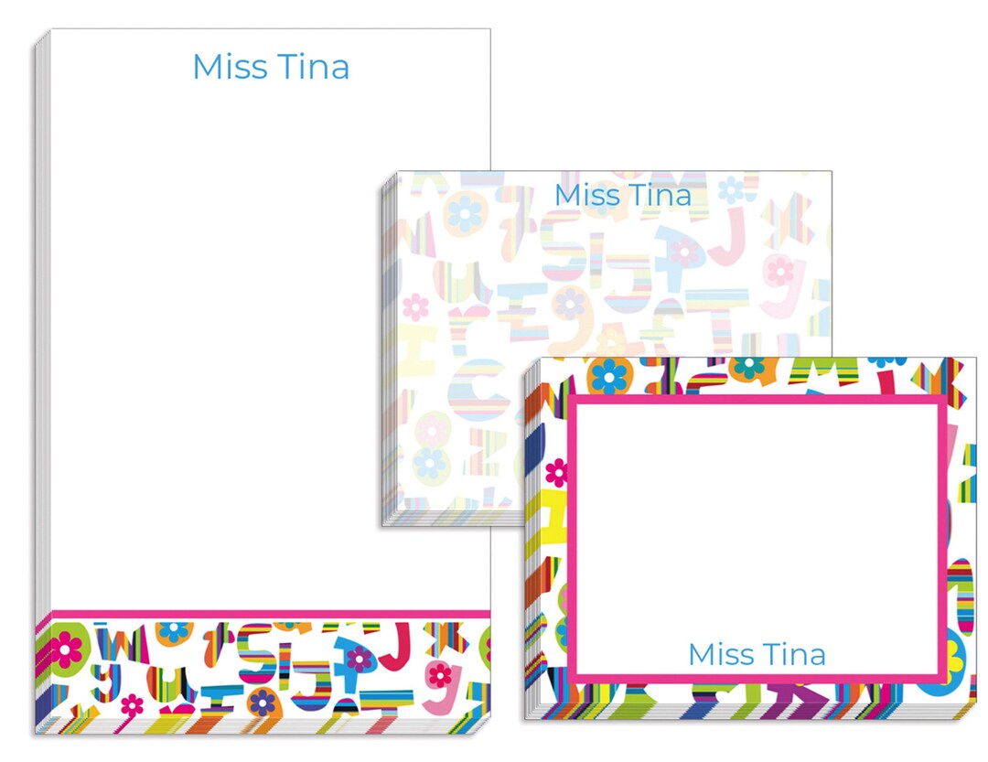 Wacky Letters Multi Pad Set Personalized Notepad Set Custom Printed ...