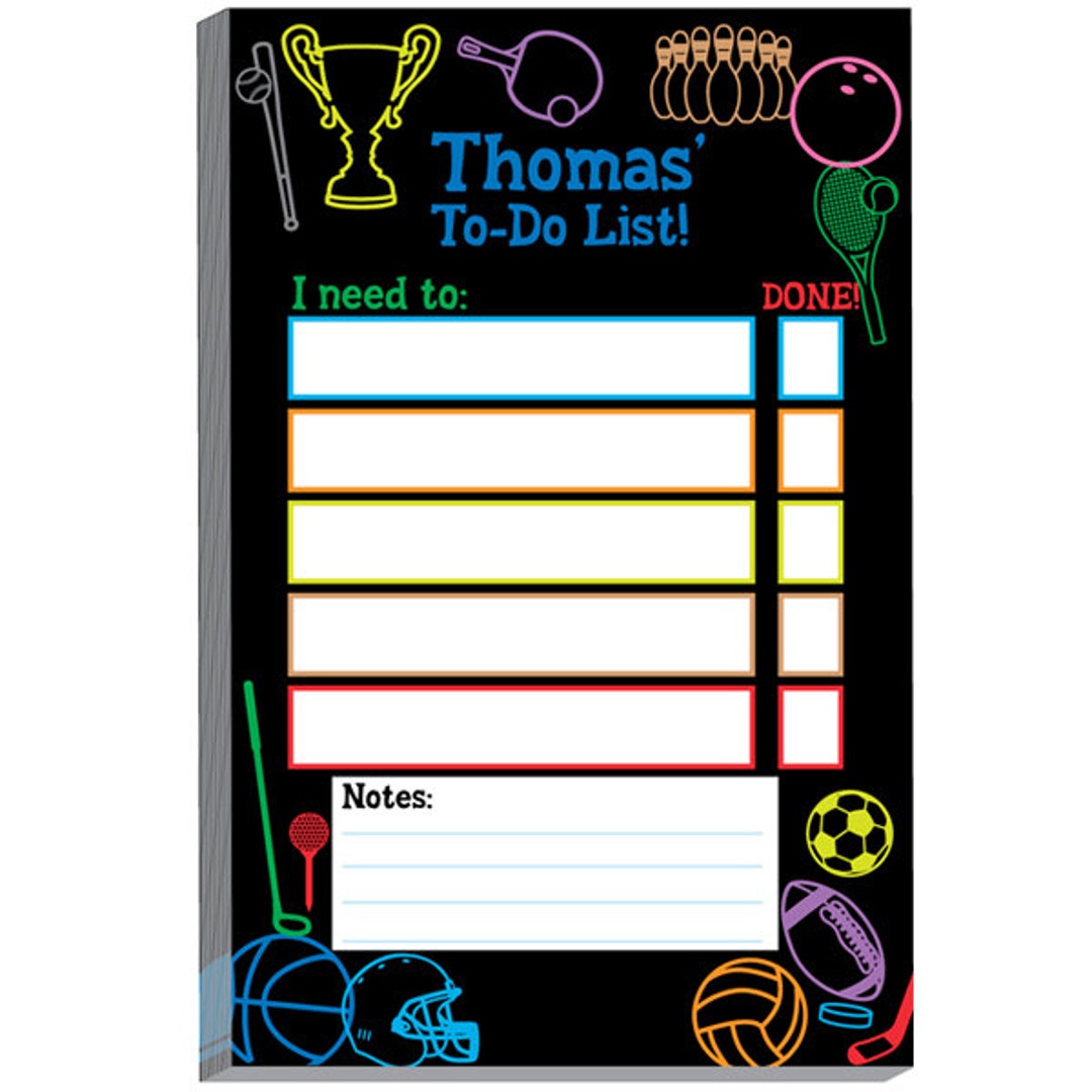 Neon Sports To-do Pad Homework Pads Schedule Notepad Personalized ...