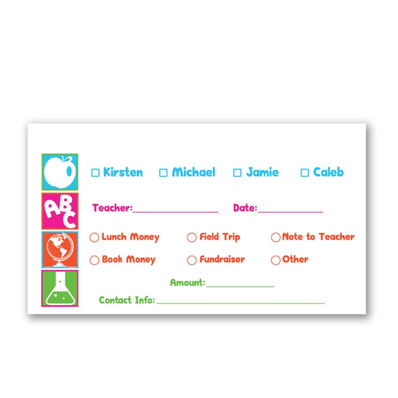 Always Prepared Money Envelopes Personalized | School Envelopes | Money ...