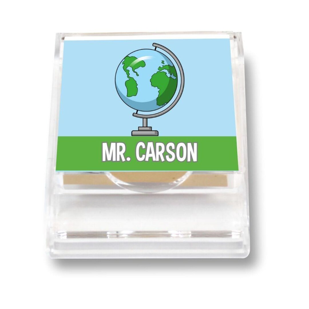 Personalized Globe Acrylic Sticky Note Holder | Custom Teacher Gift - Etsy