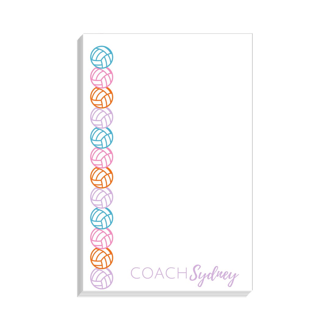 Volleyball Coach Notepad | Personalized Coach Gift | Custom Printed ...