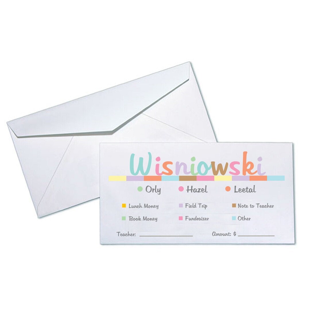 Pastel Border Money Envelopes Personalized | School Envelopes | Money ...