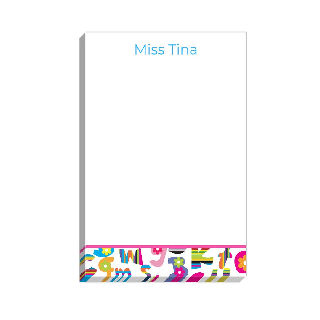 Wacky Letters Personalized Teacher Notepad Custom Teacher Note Pad ...