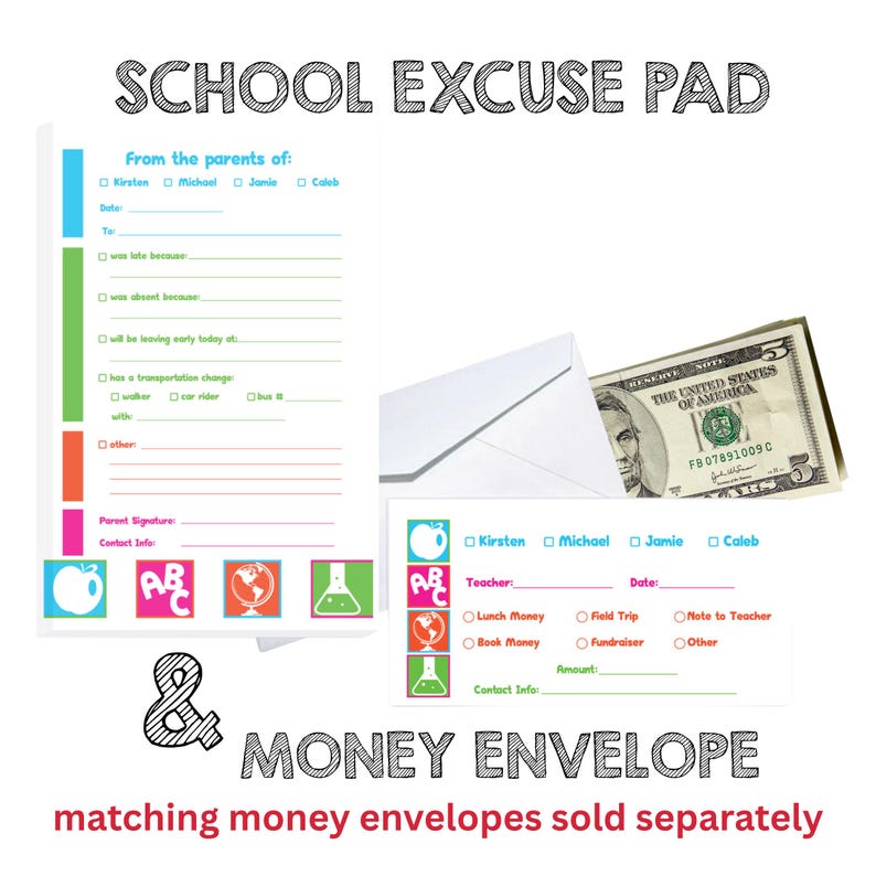 Always Prepared Money Envelopes Personalized | School Envelopes | Money ...