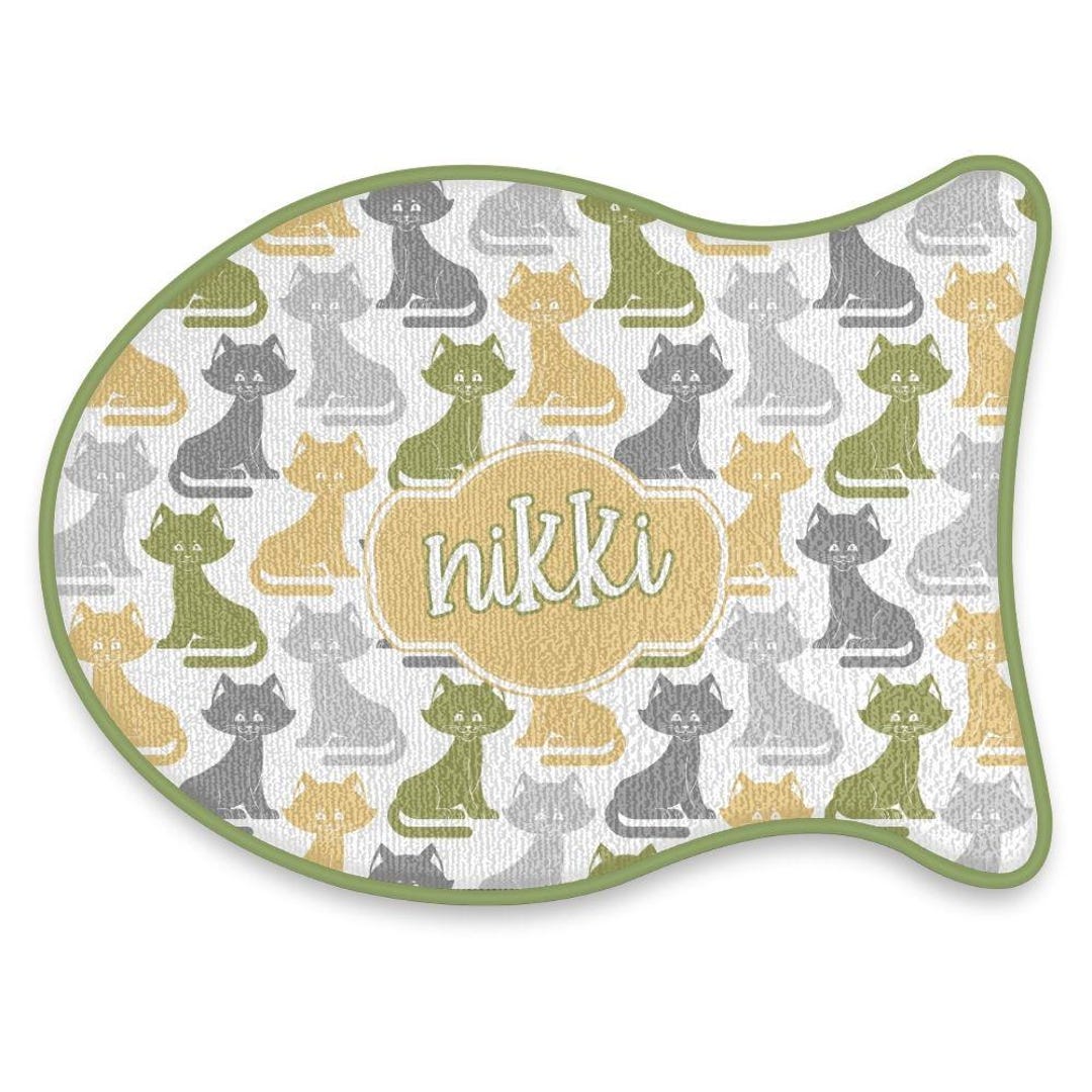 Personalized Cat Food Mat Fish Shape • Custom Pet Feeding Mat • Non ...