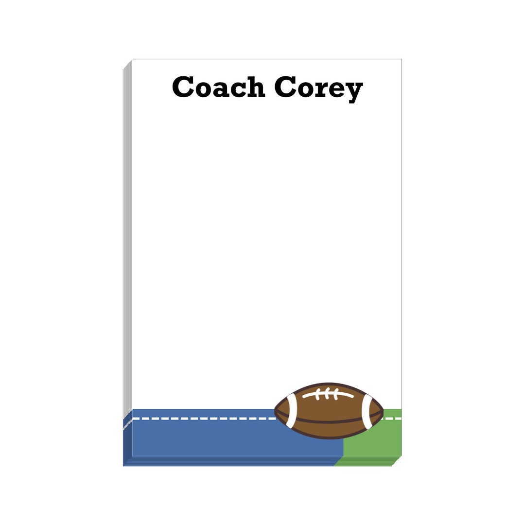 Football Coach Notepad Personalized Coach Gift Custom Printed Notepad ...