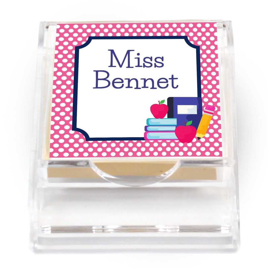 Teacher's Desk Gear Acrylic Sticky Note Holder | Custom Teacher Gift ...