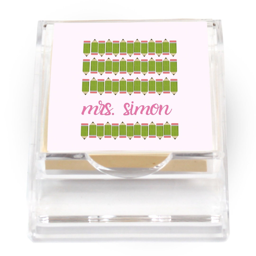 Pink Eraser Acrylic Sticky Note Holder Custom Teacher Gift Teacher ...