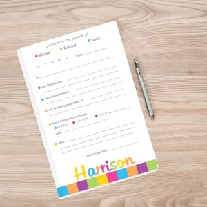 Bright Border Excuse Pad | Notes to Teacher | School Notepad ...