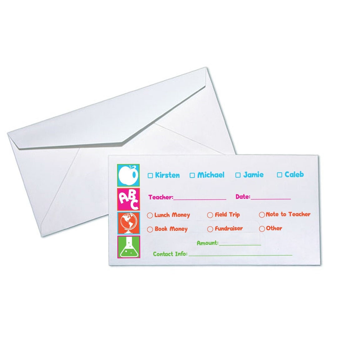 Always Prepared Money Envelopes Personalized School Envelopes Money ...