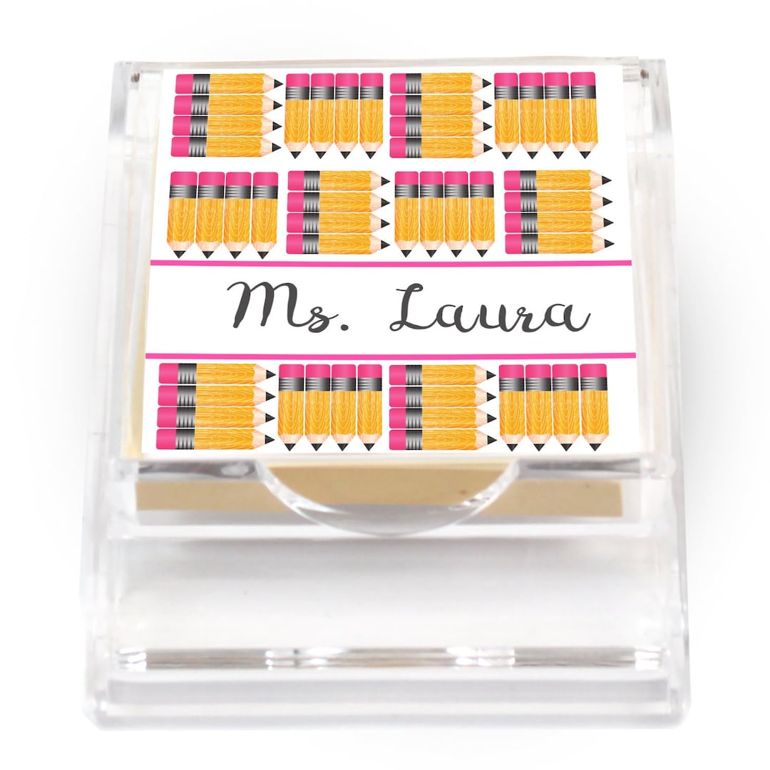 Pink Pastel Pencils Acrylic Sticky Note Holder Custom - Etsy
