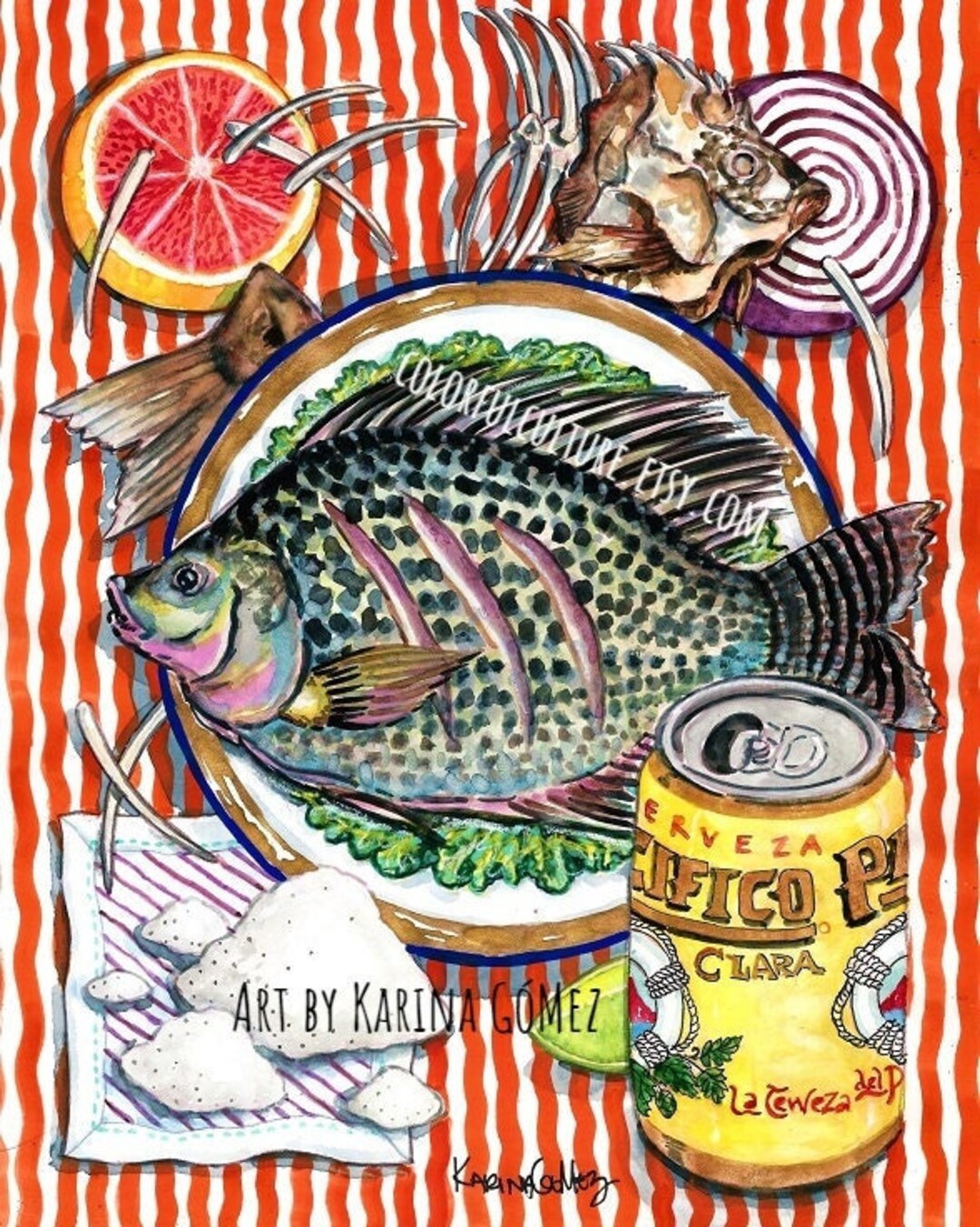La Doradita / Mojarra Frita Fried Fish Original Art - Etsy