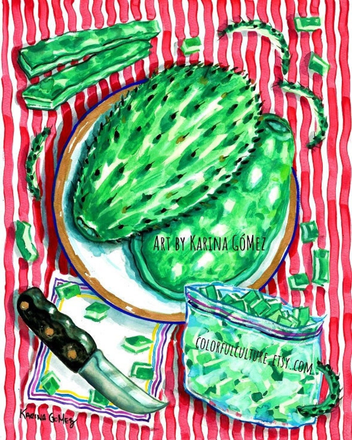 Los Nopalitos Original Art and Giclee Prints by Karina - Etsy