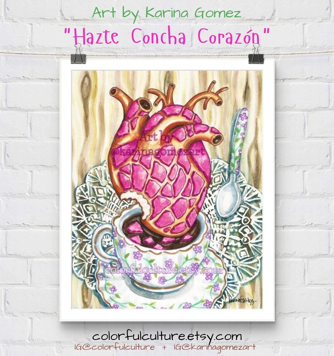 Hazte Concha Corazon"original Painting by Karina Gomez-mexican Folk Art ...