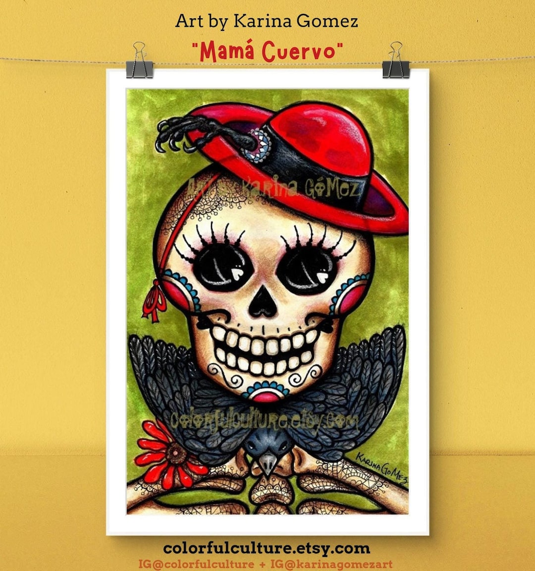 Mamá Cuervo" Mexican Folk Art by Karina Gomez-dia De Muertos/day of the ...
