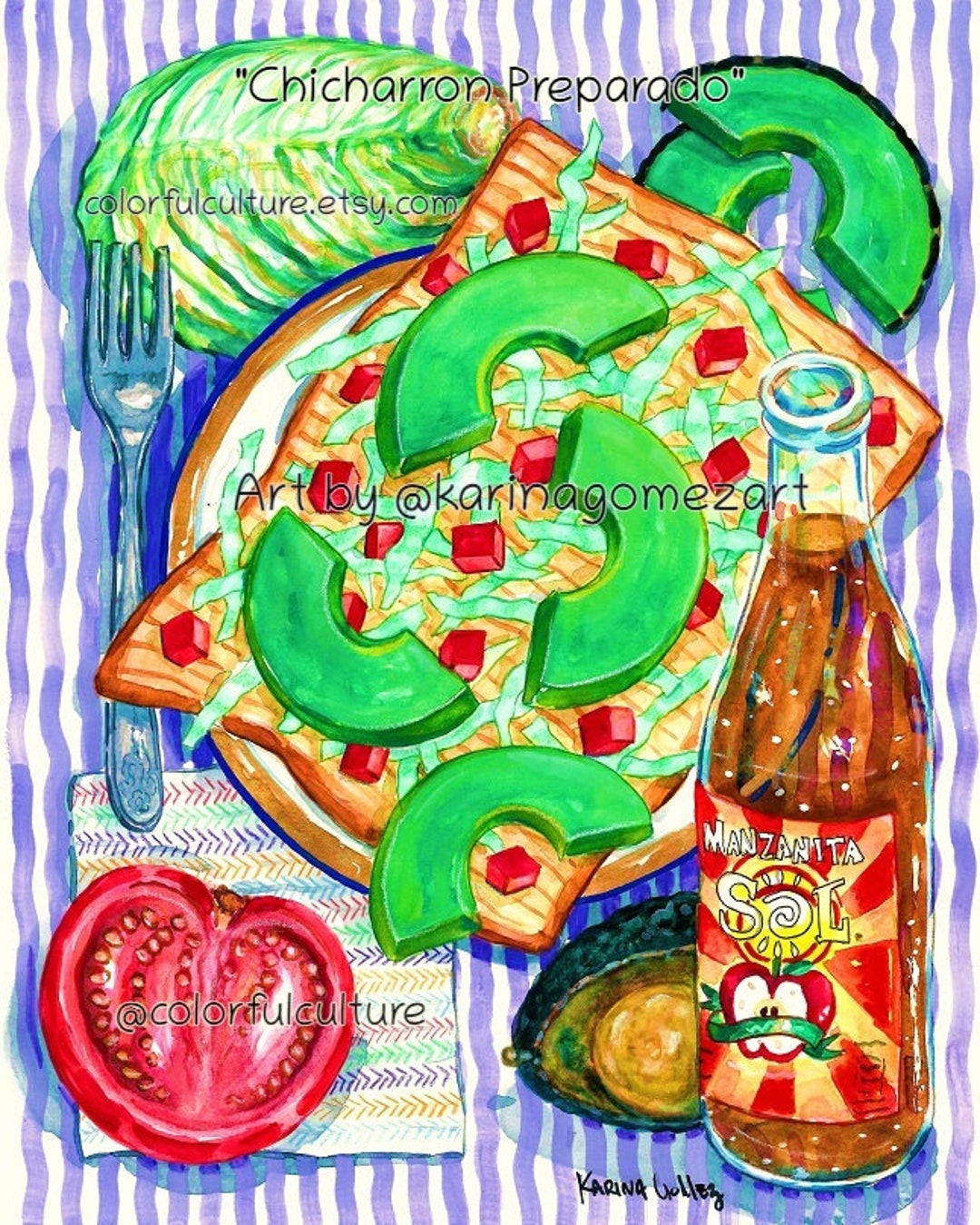 Chicharron Preparado original Art and Prints by karinagomezart Mexican ...