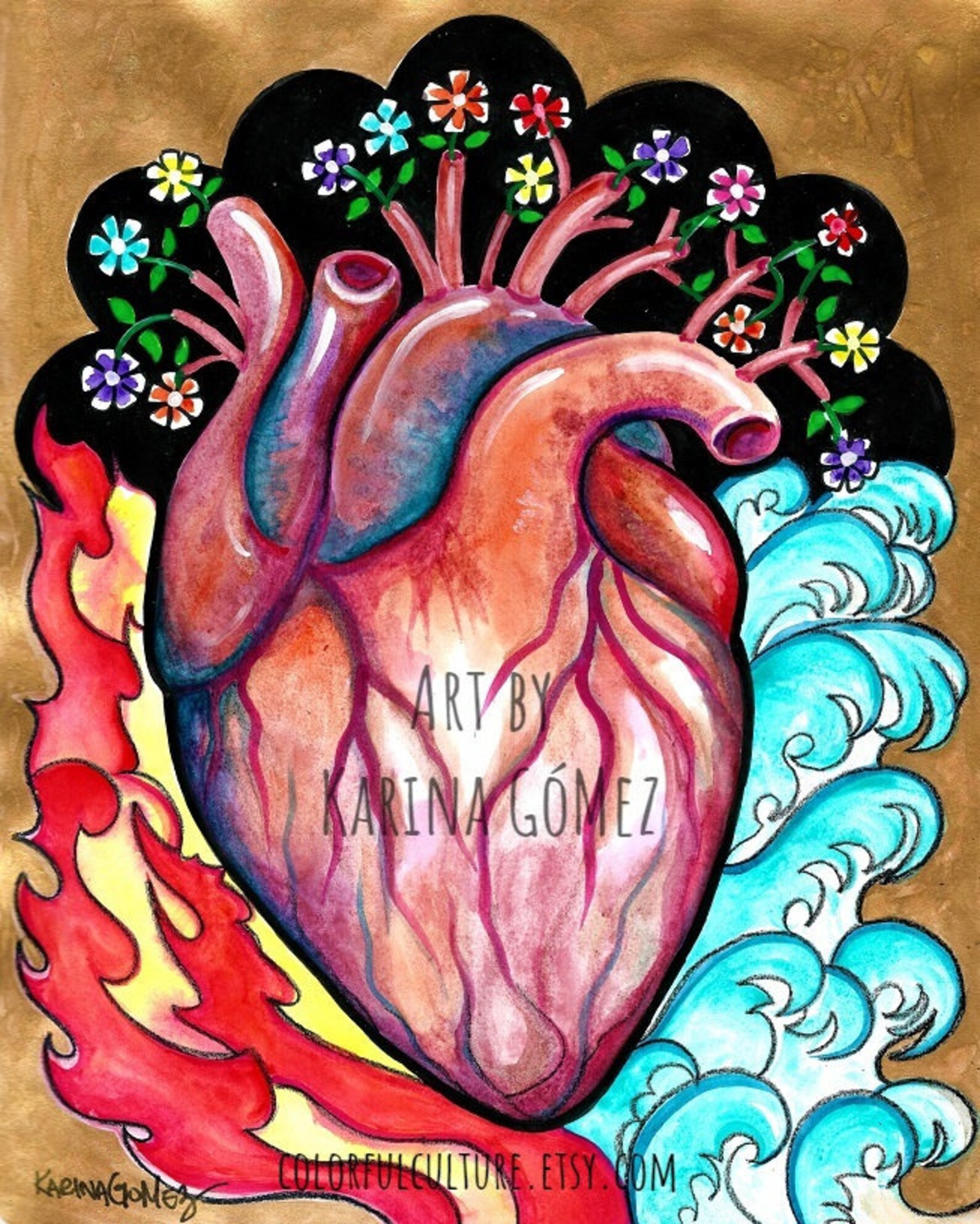 Corazon Elemental / Elemental Heart Art by Karina - Etsy