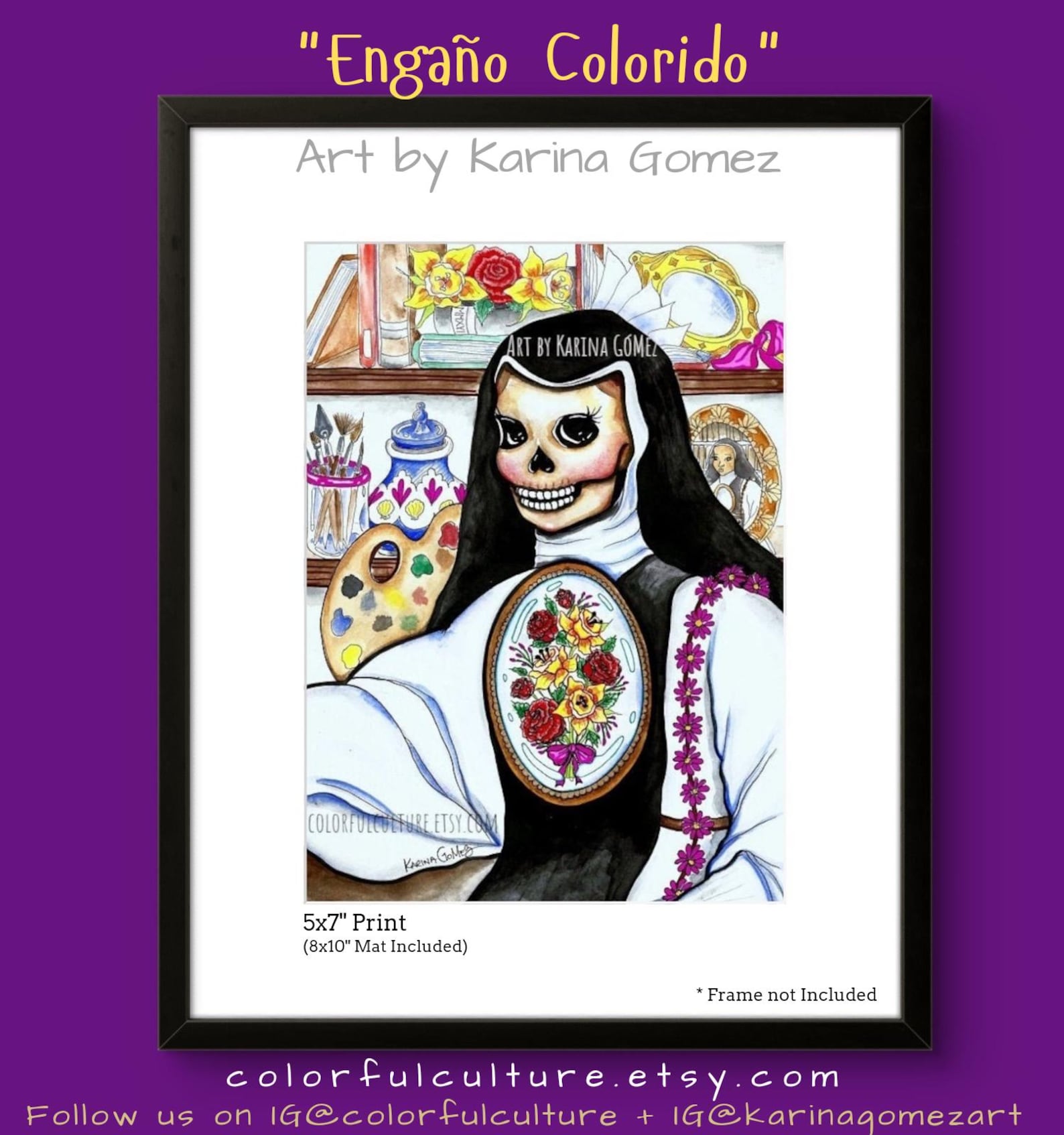 Engaño Colorido"sor Juana Ines De La Cruz,original Mexican Folk Art by ...