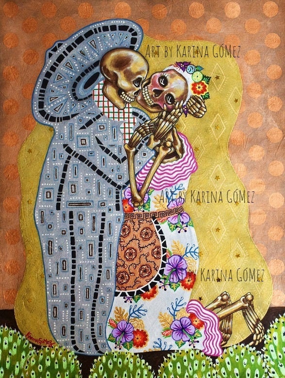 El Beso Art by Karina Gomez Mexican Art-Arte | Etsy