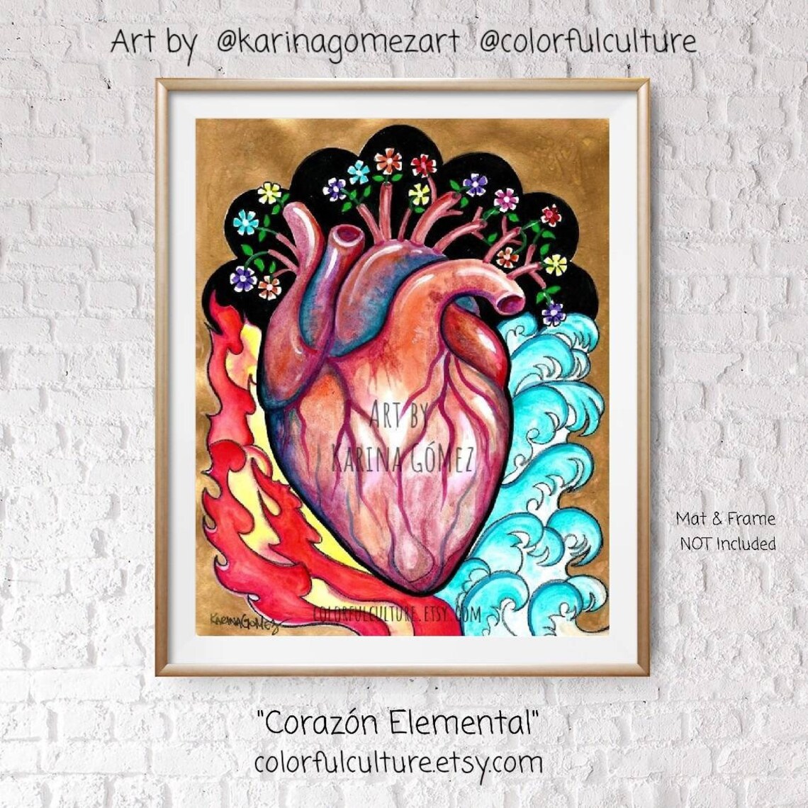 Corazon Elemental / Elemental Heart Art by Karina - Etsy